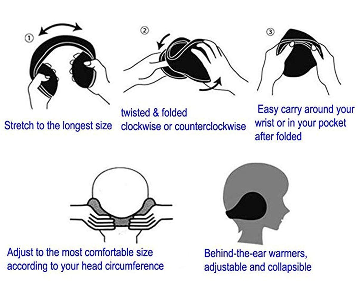 Sami Time Foldable Womens Ear Muffs,Winter Ear Warmers/Covers,Cable Knit Furry Fleece Unisex Earmuffs for Winter (A Gray)