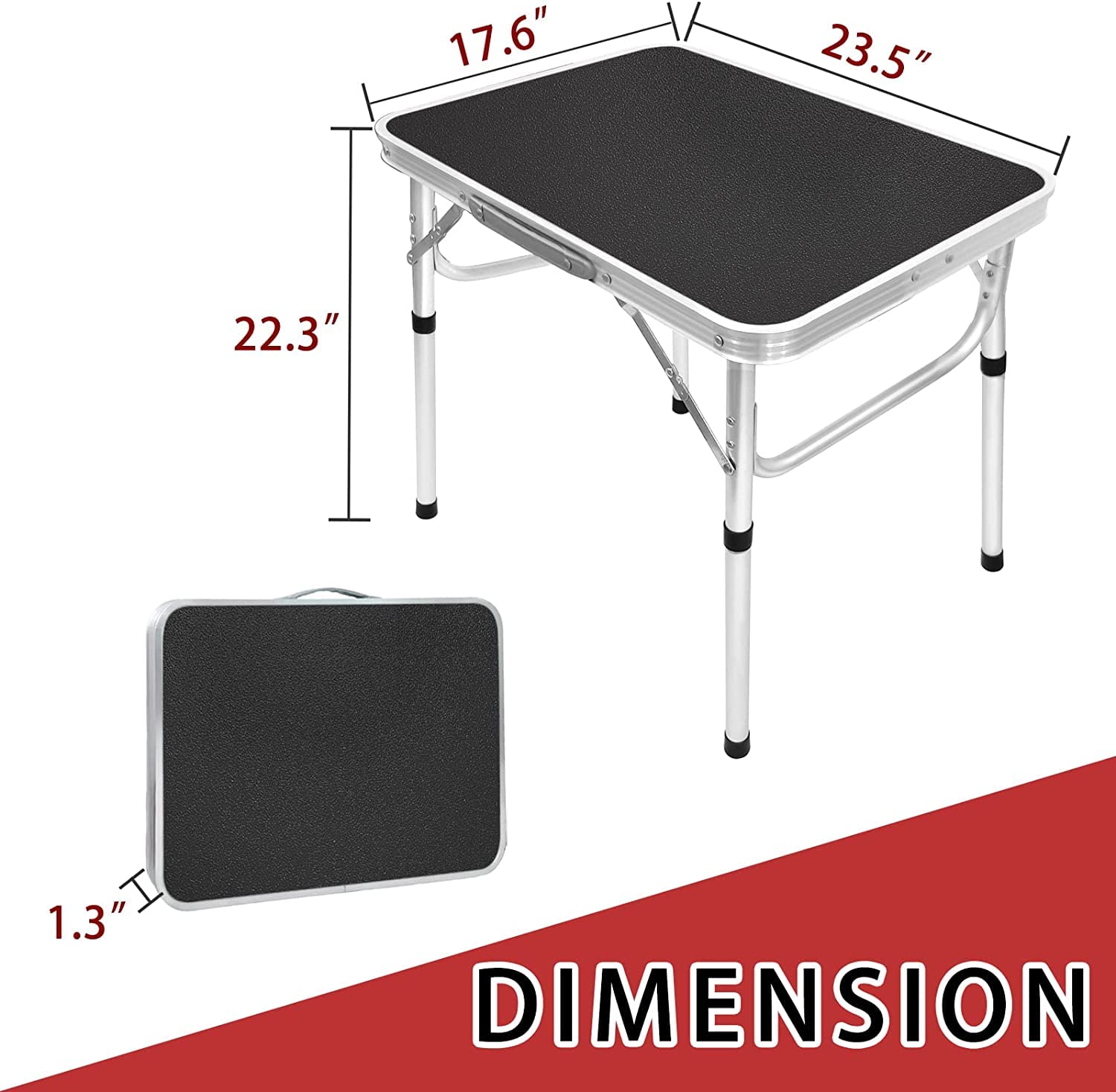 Small Folding Table 2ft Lightweight Camping Table Adjustable Height Portable Table Easy Set Up Collapsible Folding Tables for Indoor Outdoor Picnic Party Hiking BBQ (black, 23.8" kitchen station)