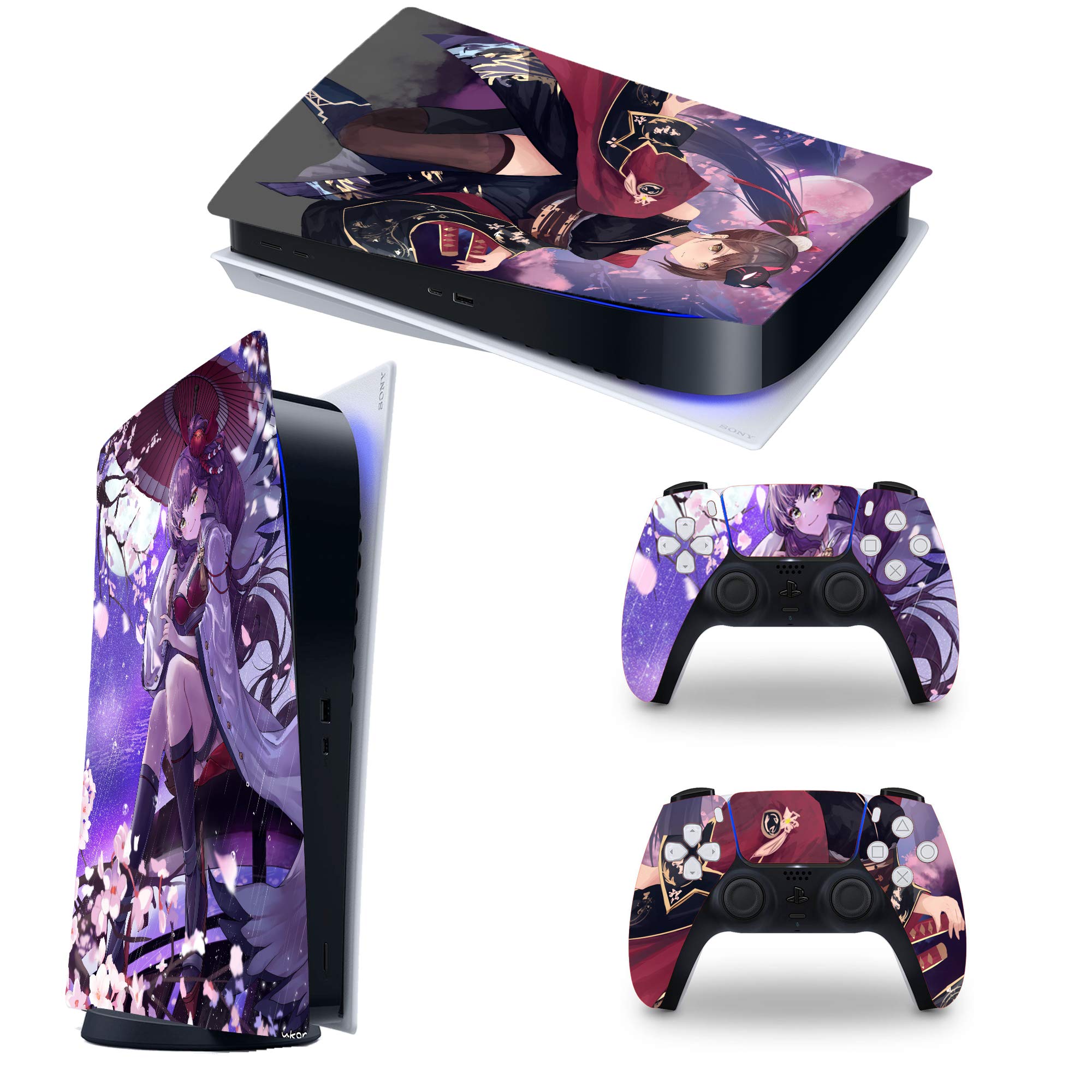 playstation 5 Skin Set – Gunner Game Anime - HD Printing Vinyl Skin Cover Protective for PS5 Console and 2 PS5 Controller ( Only fit PlayStation 5 regular)