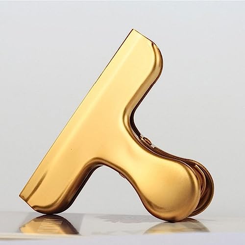 PreuveDe Chip Bag Clips,8 Pack Large Golden Stainless Steel Air Tight Bag Clip Perfect for Kitchen &Office (8 pack (gold)