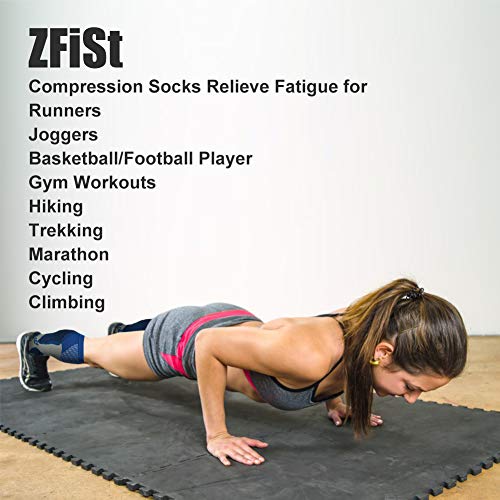 ZFiSt 3 Pair Sport Compression Socks Men Women, Compression Stocking Nurse Socks for Edema Travel(Black+red+grey,XXL)