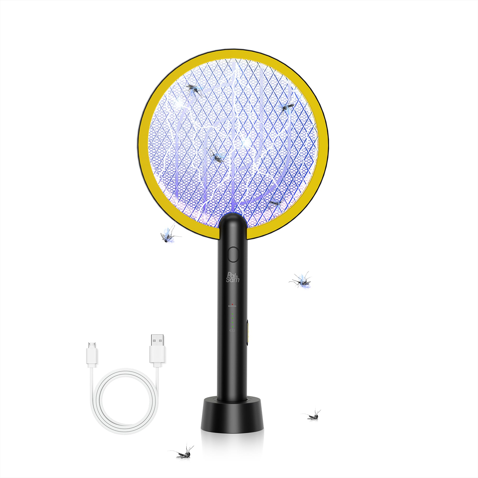 PAL&SAM Bug Zapper, Mosquito Killer USB/Rechargeable, Electric Fly Swatter Lamp & Racket 2 in 1 for Home, Bedroom, Kitchen, Patio (Black&Yellow)