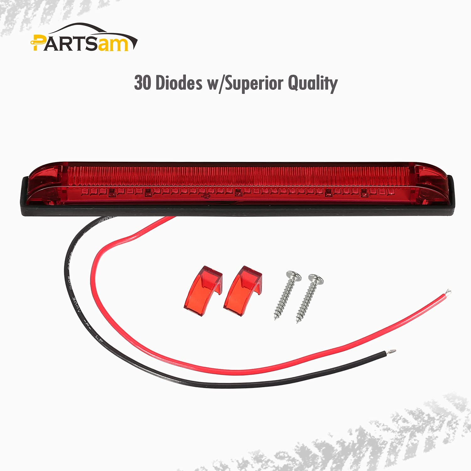 Partsam 2X 8 Led Utility Strip Light Marker Red 30LED Boats Lighting & Decorating, Sealed Thin Line 8 Inch Red Led RV Camper Truck Boat Marine Strip Lights Bar Surface Mount 12V