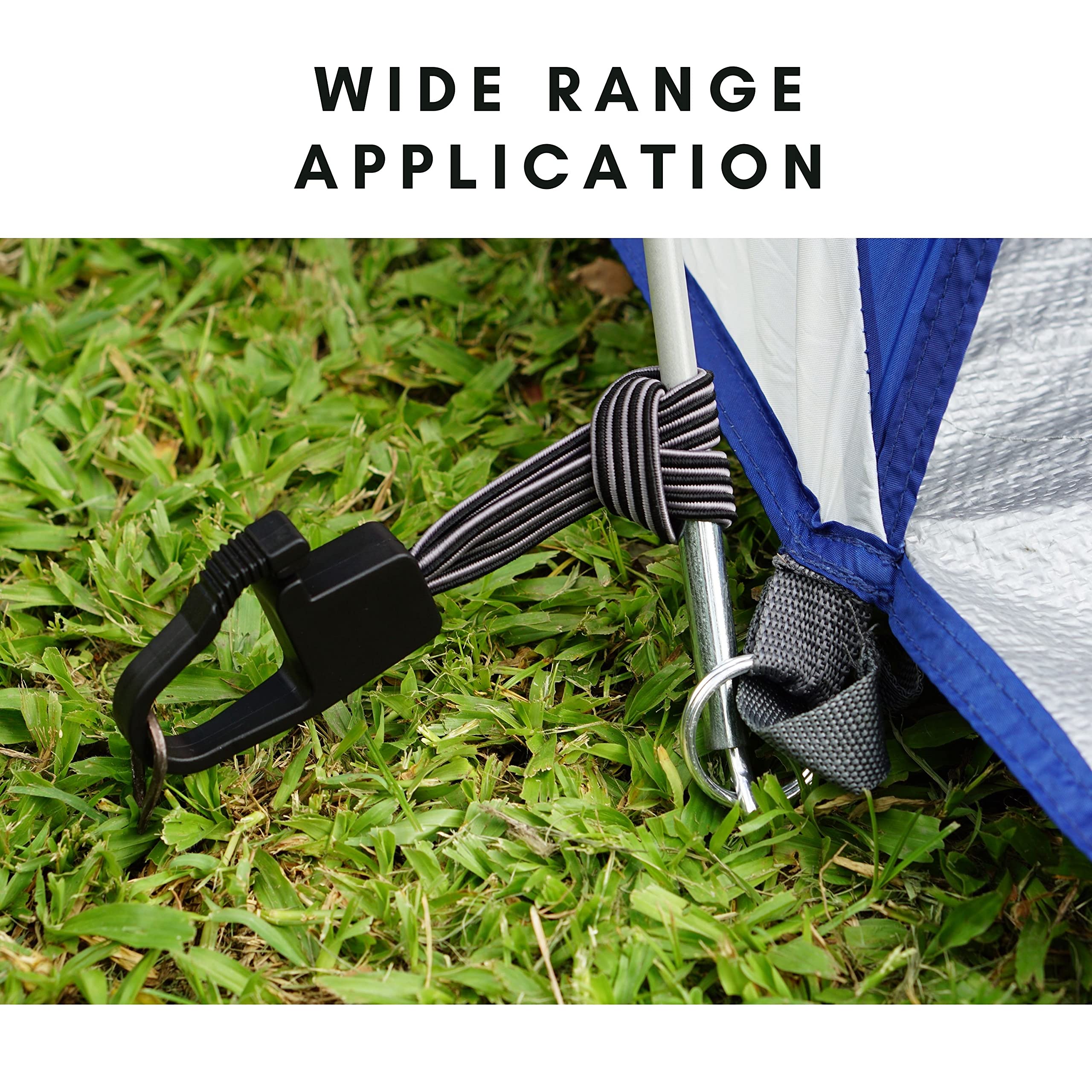 VINCITA 10 Pack Bungee Cord with Lockable Hooks Black 0.6"X7" - Heavy Duty Strapping Tape Hooks - Short RubberTie Downs for Camping, Tent, Pop Up, Tarp, Trucks, Boats (Gray)