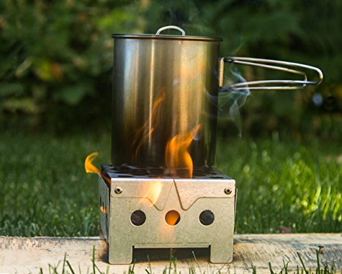 Portable Compact Backpack Camp Stove - Ideal for camping hiking backpacking and emergency - Small burner stove top folding design