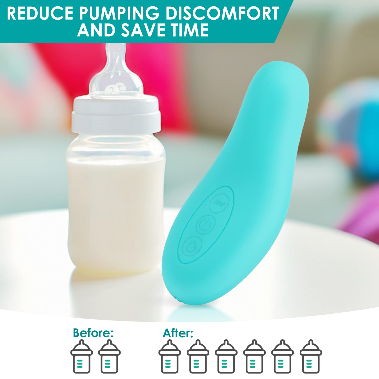 Warming Lactation Massager for Breastfeeding, Breast Warmer for Pumping, Nursing, Heat and Vibration Support for Clogged Milk Ducts Improve Milk Flow (Teal)