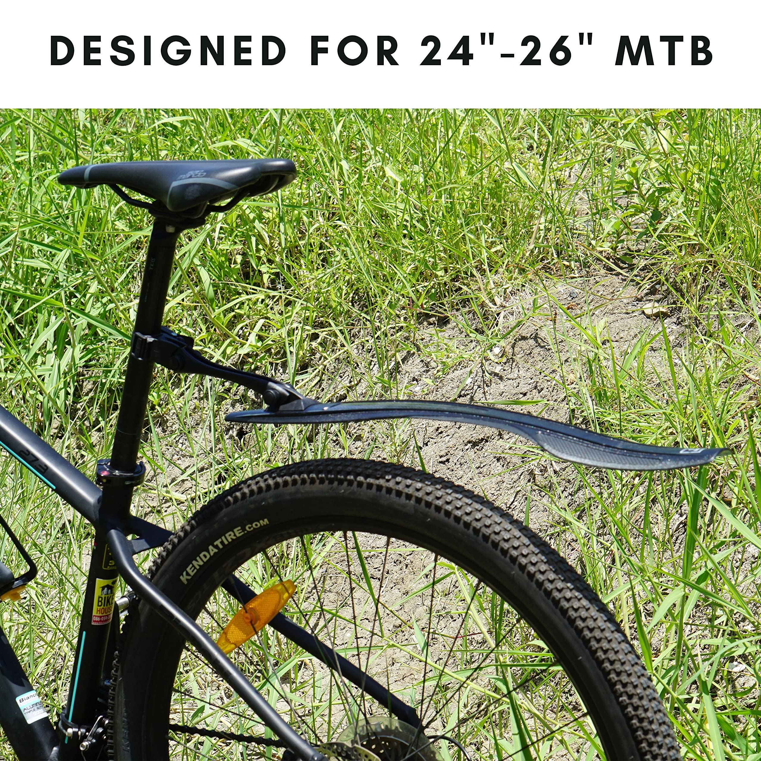 Vincta Mountain Bike Fenders - MTB Mudguard Set Includes Both Front and Rear Fenders - Adjustable & Quick Release - Fits 24"-26" Mountain Bicycle (2.125"-3" Tyre Width) - Mountain Bicycle Fender Set