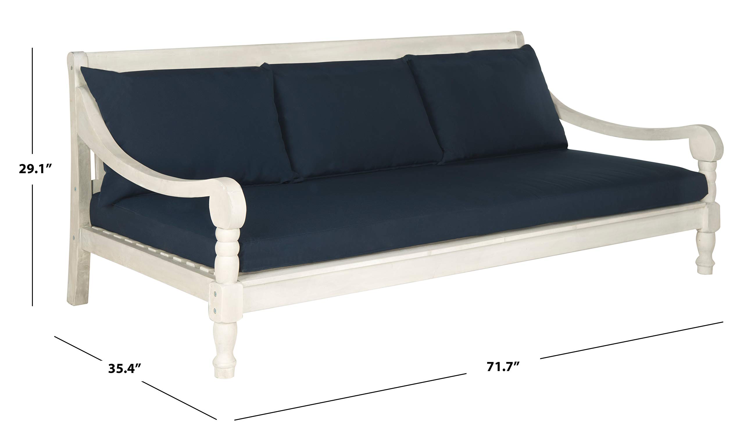 Safavieh Outdoor Collection Pasadena Grey Day Bed PAT6724K, Dark Slate Gray/Beige