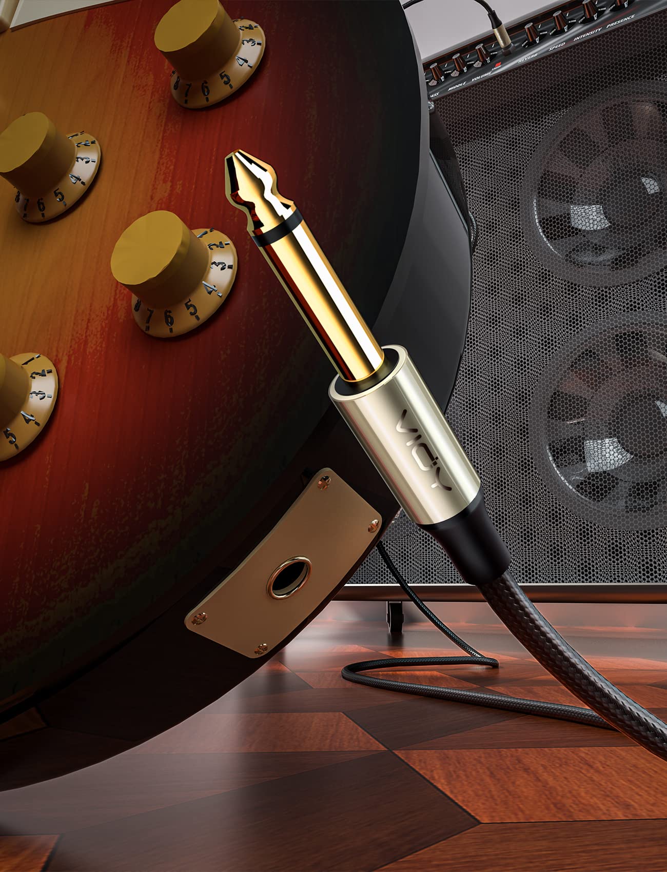 VIOY Guitar Cable 10 FT, 6.35 mm (1/4) TS (1/4) Mono Jack Unbalanced Guitar Patch Cords, High-end Instrument Cable for Electric Guitar, Bass, Keyboard, Electric Mandolin