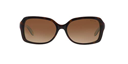 Ralph by Ralph Lauren Women's RA5130 Rectangular Sunglasses, Shiny Havana On Aquamarine/Gradient Brown, 58 mm