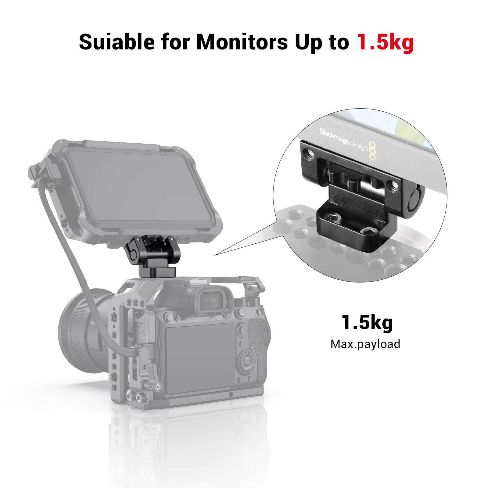 SMALLRIG Monitor Holder Mount for Camera Field Monitors, Friction Up to 180° - 1842