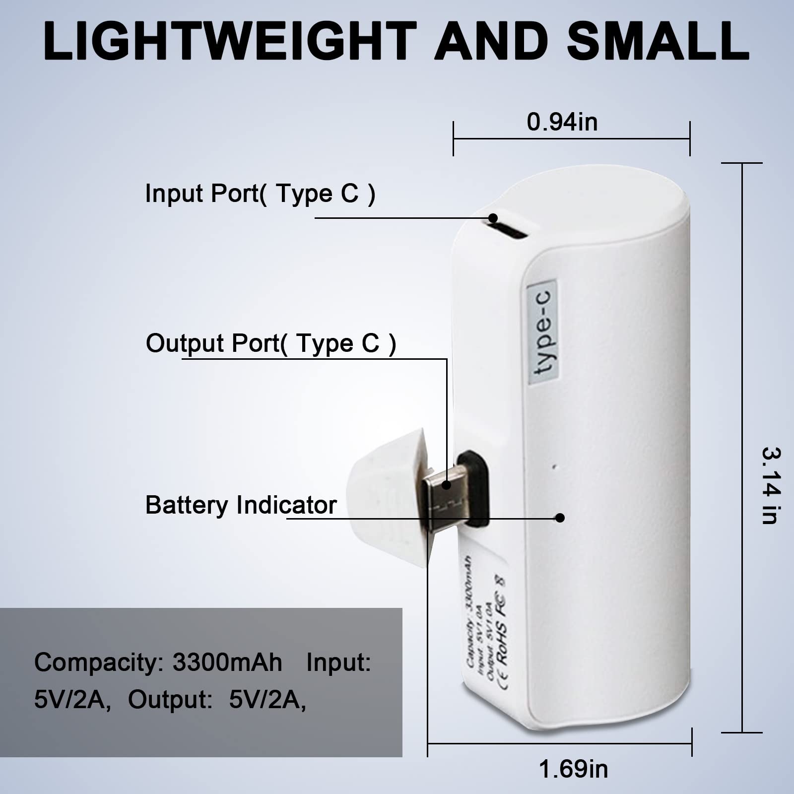 WHOZU Battery Pack for VR 3300mAh Capsule Power Bank Compatible with VR Extended Battery Pack Fast Charging and Lightweight for Extra 1.5 Hours Playtime