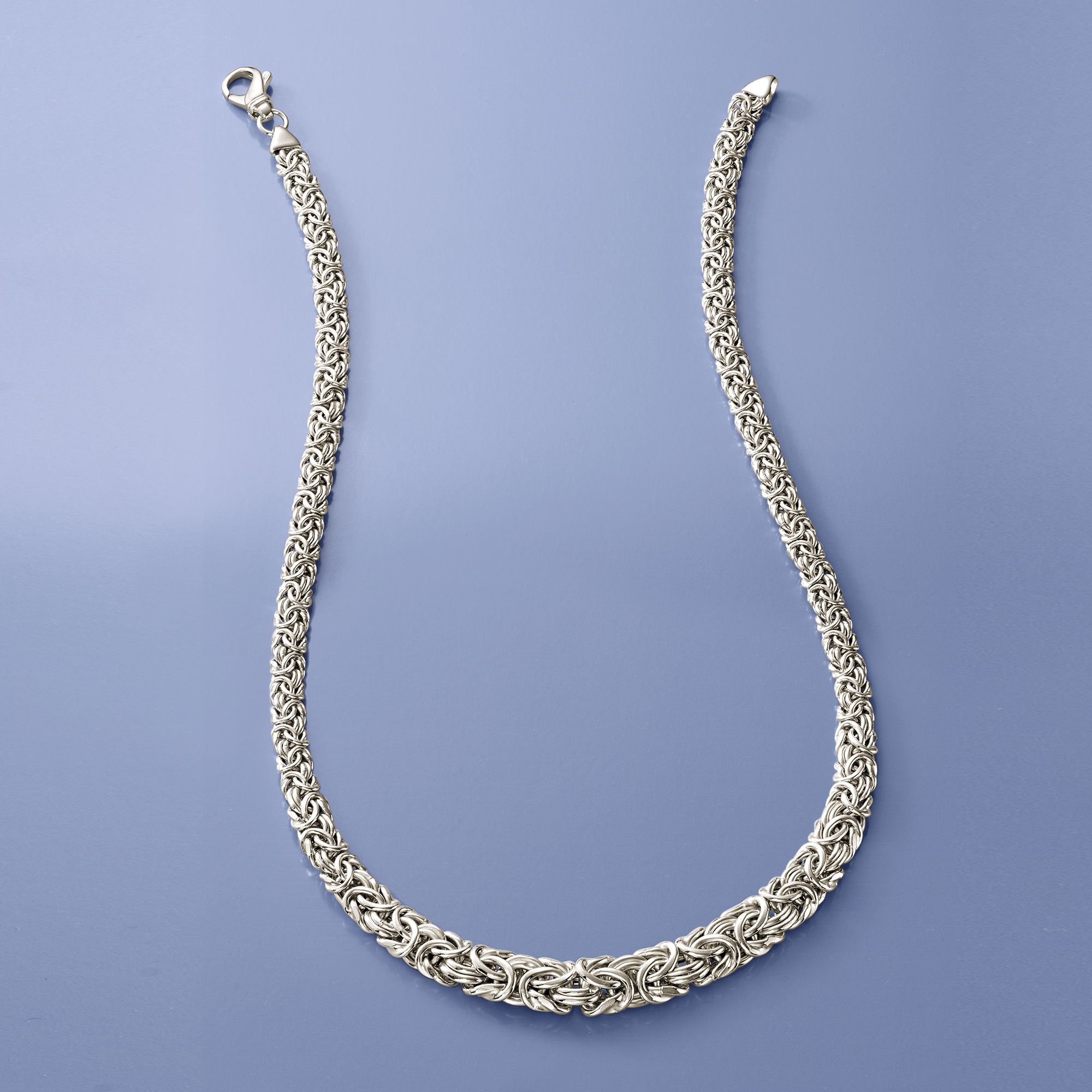 Ross-Simons Sterling Silver Graduated Byzantine Necklace. 18 inches