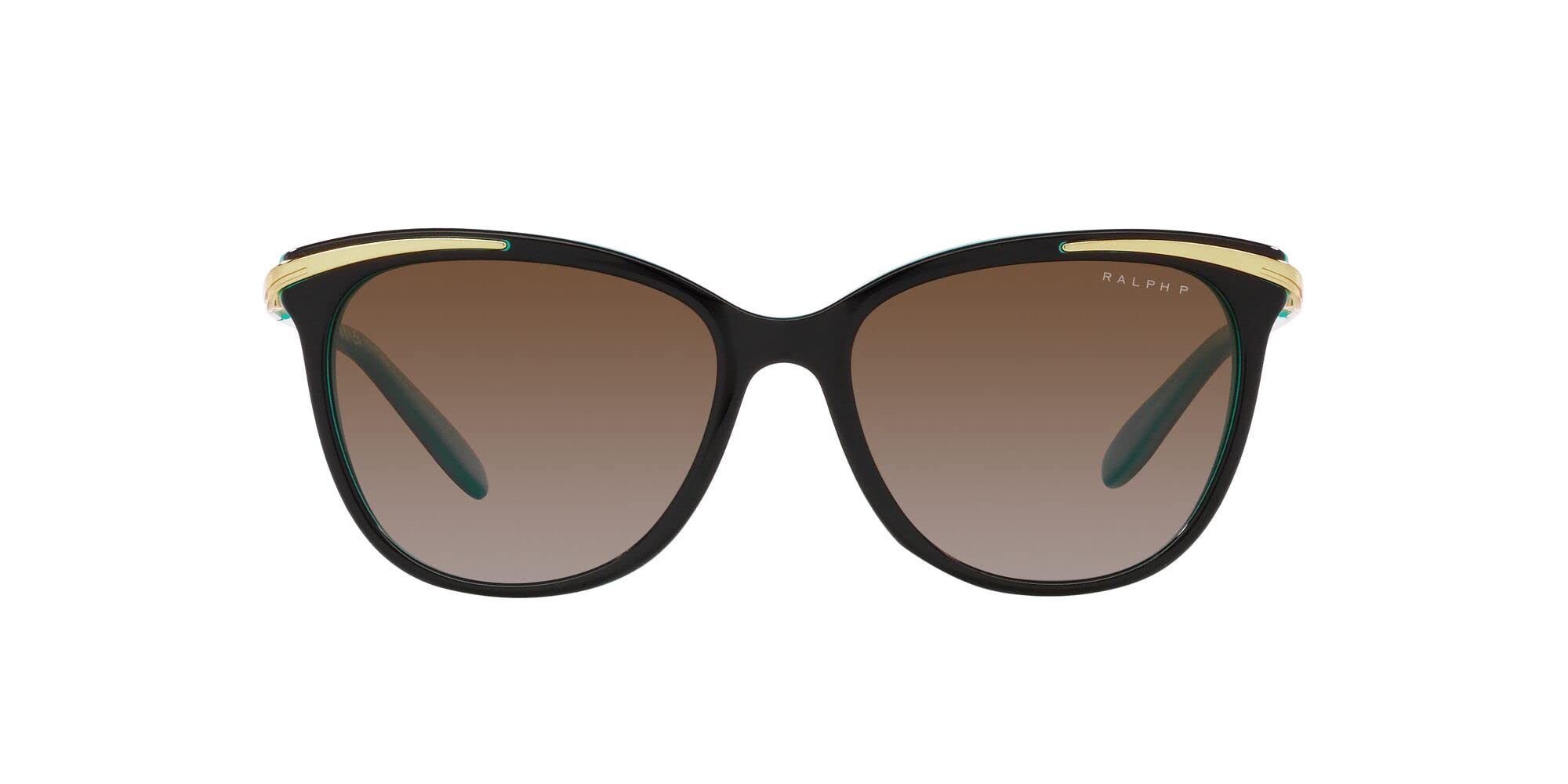 Ralph by Ralph Lauren Women's RA5203 Cat Eye Sunglasses, Shiny Multicolor Havana/Violet Gradient Brown, 54 mm
