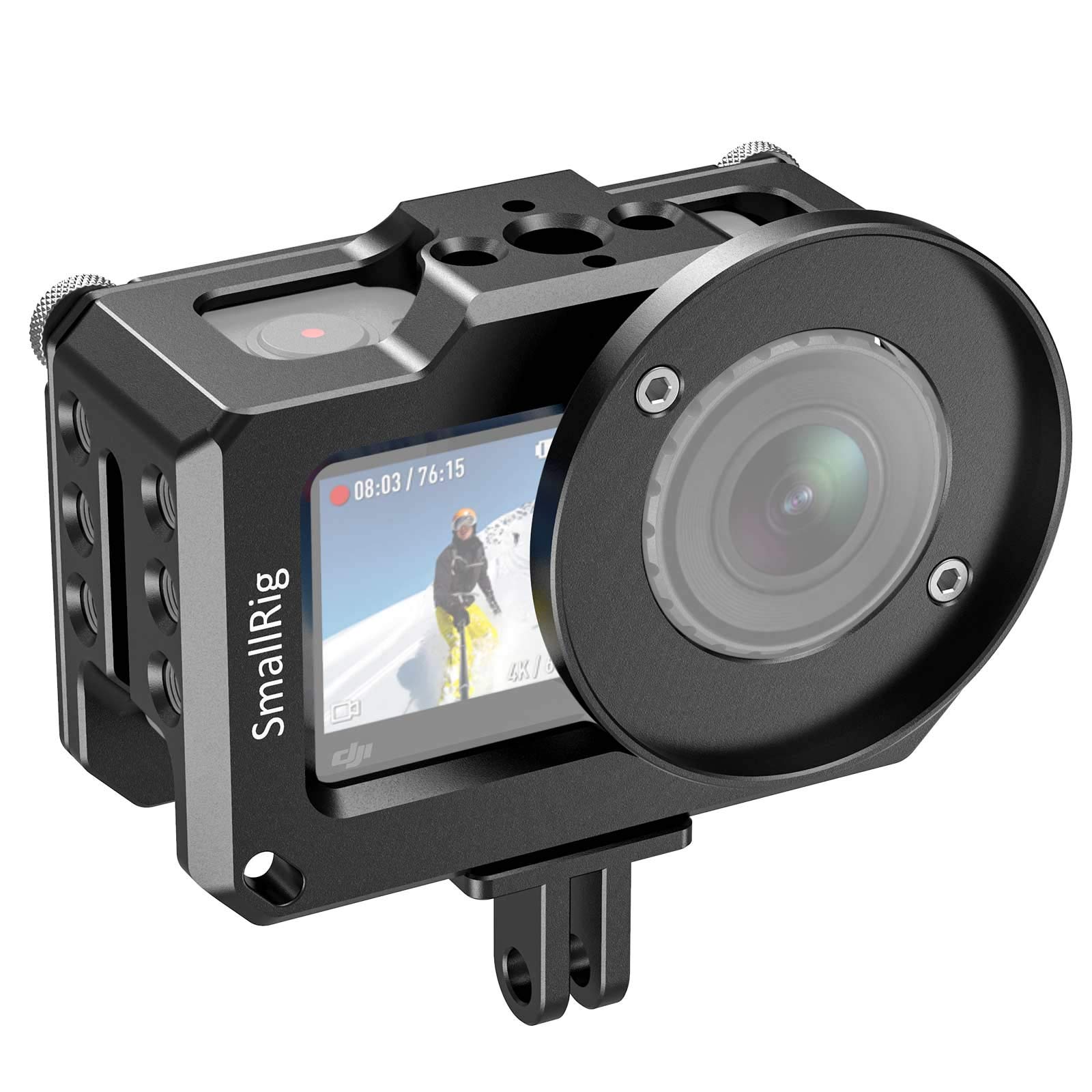 SMALLRIG Video Vlogging Camera Frame Cage for DJI Osmo Action Camera with 1/4¡± and 3/8¡± Thread Locating Holes Compatible with 52mm Adapter for Lens, Prevent The Screen from Scratching - CVD2360