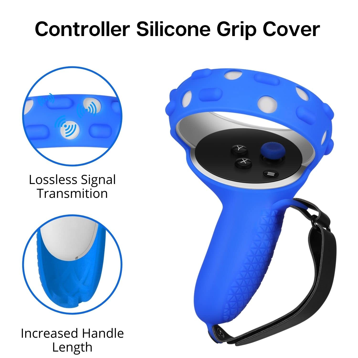 TNP Silicone Cover Set for Oculus Quest 2 Meta Quest 2 Controller Protector Blue 3 in 1 Silicone VR Face Cover, Protective Lens Cover, VR Headset Skin Shell Accessories for Oculus Quest 2