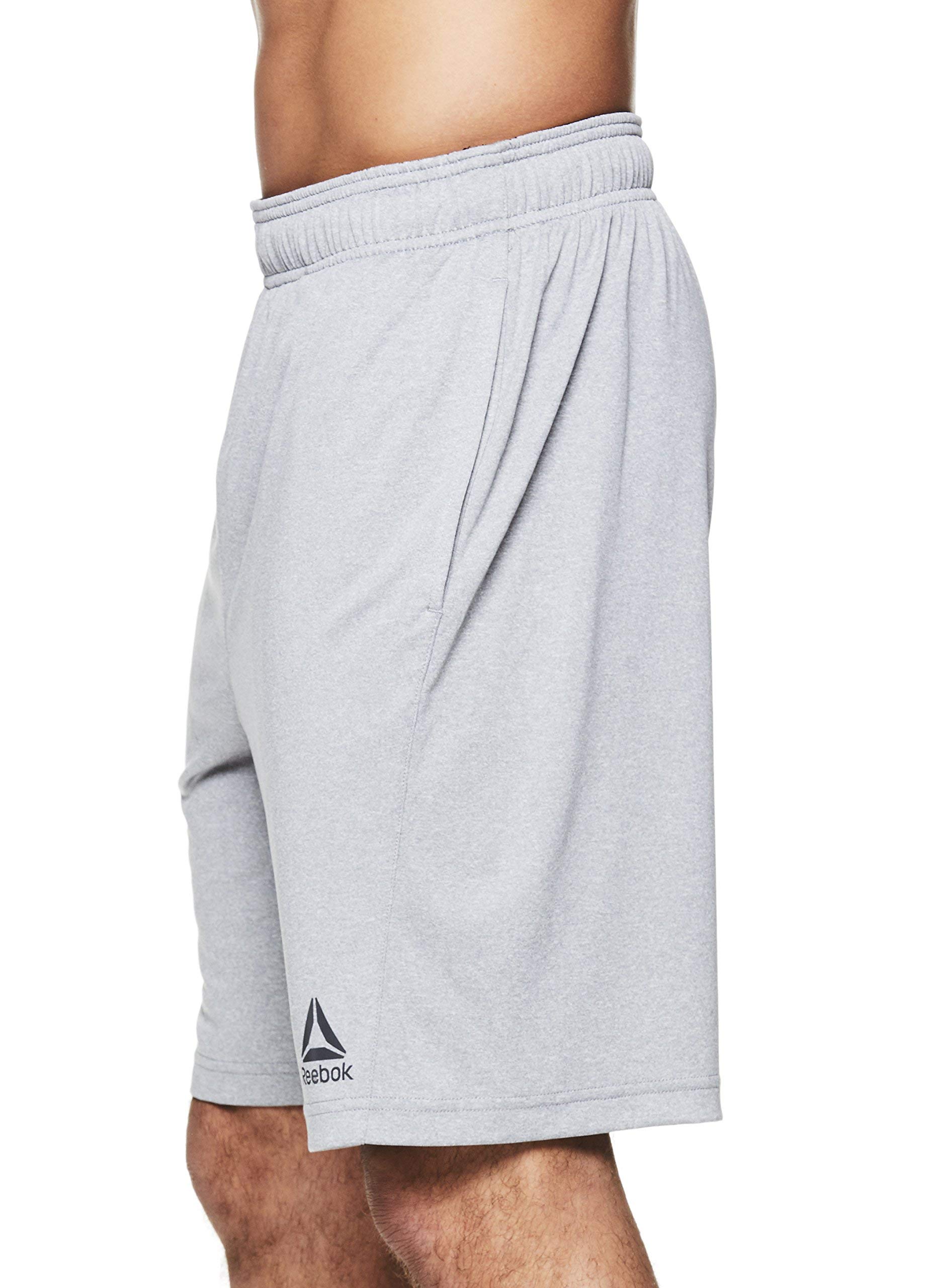 Reebok Men's Drawstring Shorts - Athletic Running & Workout Short - Sleet Heather Fireball, Small