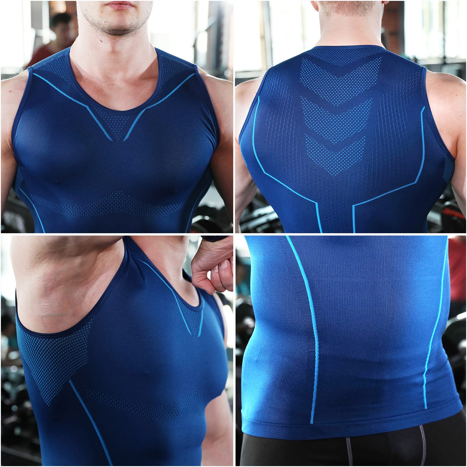 TNTOR Men's Compression Vest (XL, Blue)