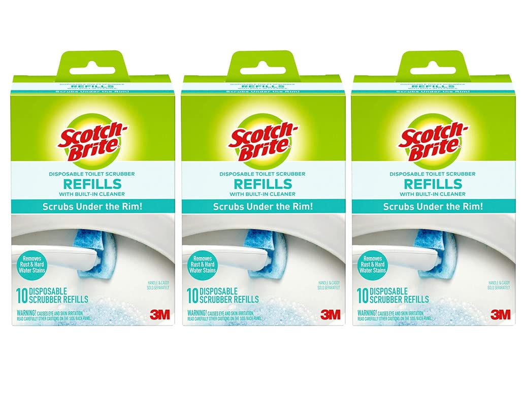Scotch Brite Toilet Scrubber Refills 3 Boxes of 10 Each Value Bundle Pack Click N Flip