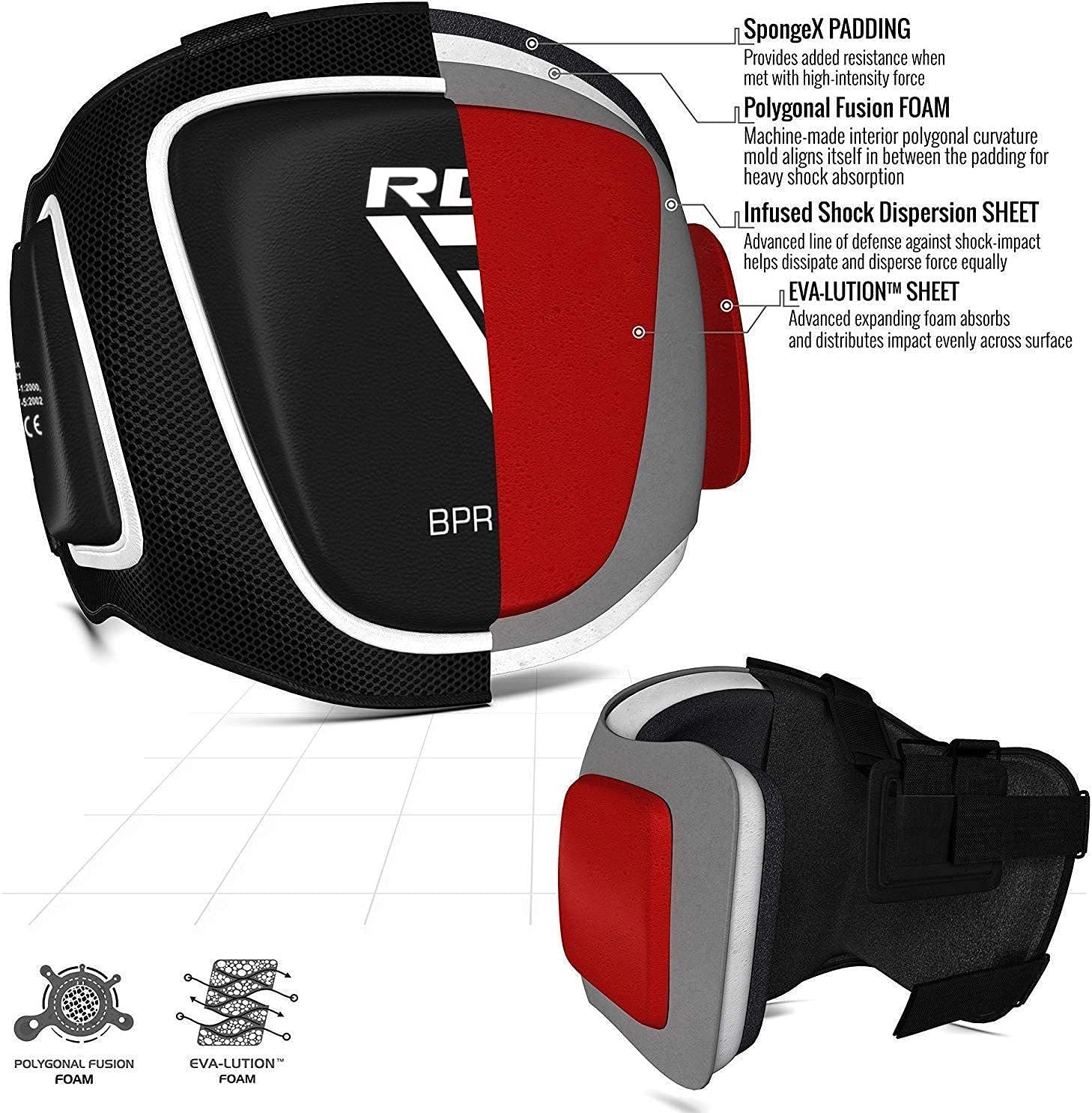 RDX Belly Pad Protector MMA Kickboxing, Maya Hide Leather Rib Shield, Body Target Chest Guard Armour with Shoulder Straps for Boxing Muay Thai Punching Coaching Martial Arts Taekwondo Training