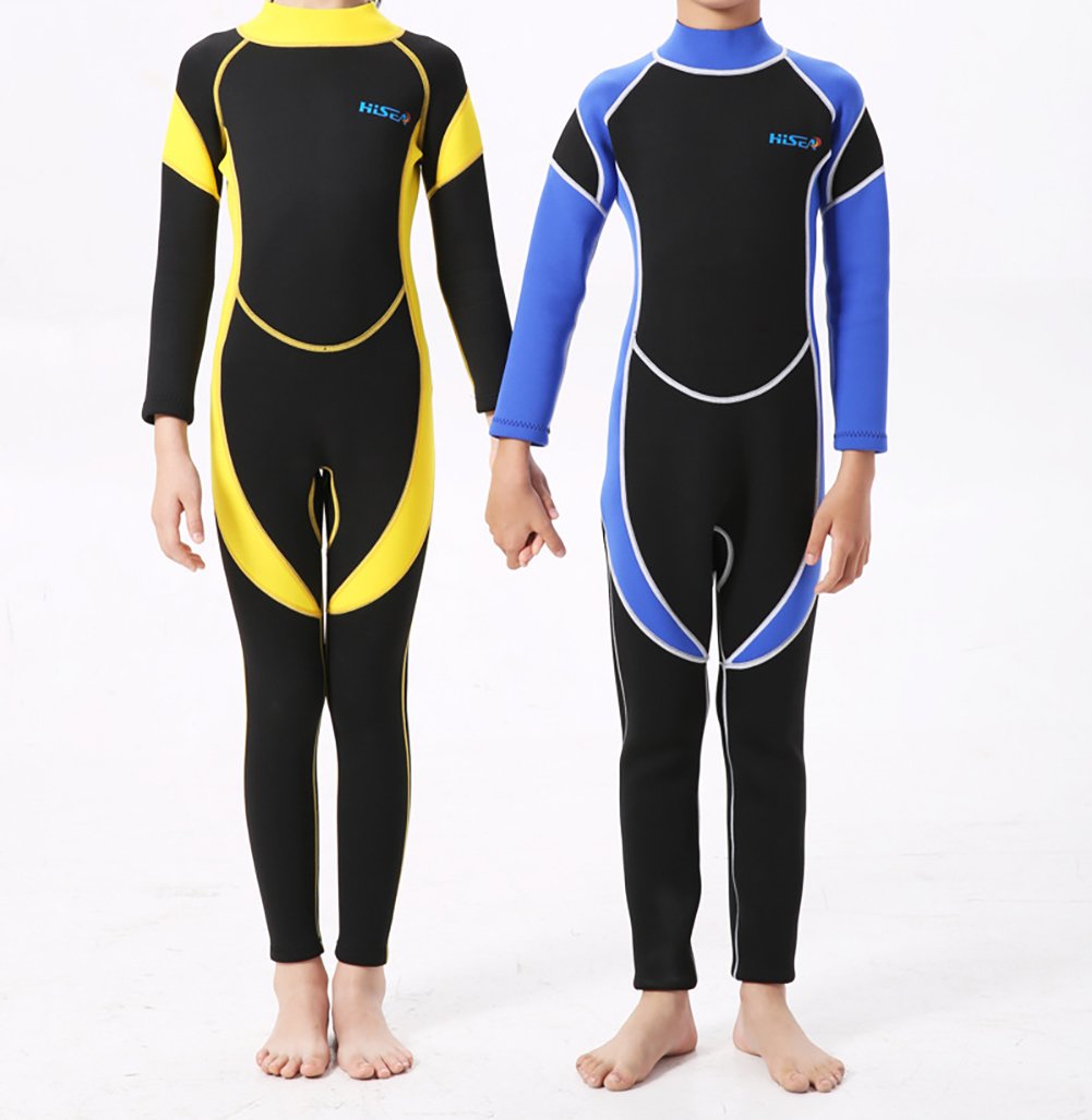 SAILBEE 2MM Neoprene One Piece Full Wetsuits for Kids Boys Girls Back Zipper Swimsuit UV Protection (M016 Red, Size 6)