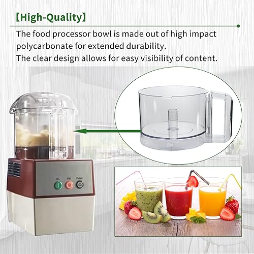 Vanshly,112203 Food Processor 3 Quart Clear Bowl compatible with Robot Coupe R2