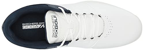 Skechers Men's Pivot Spikeless Golf Shoe, White/Navy, 10.5