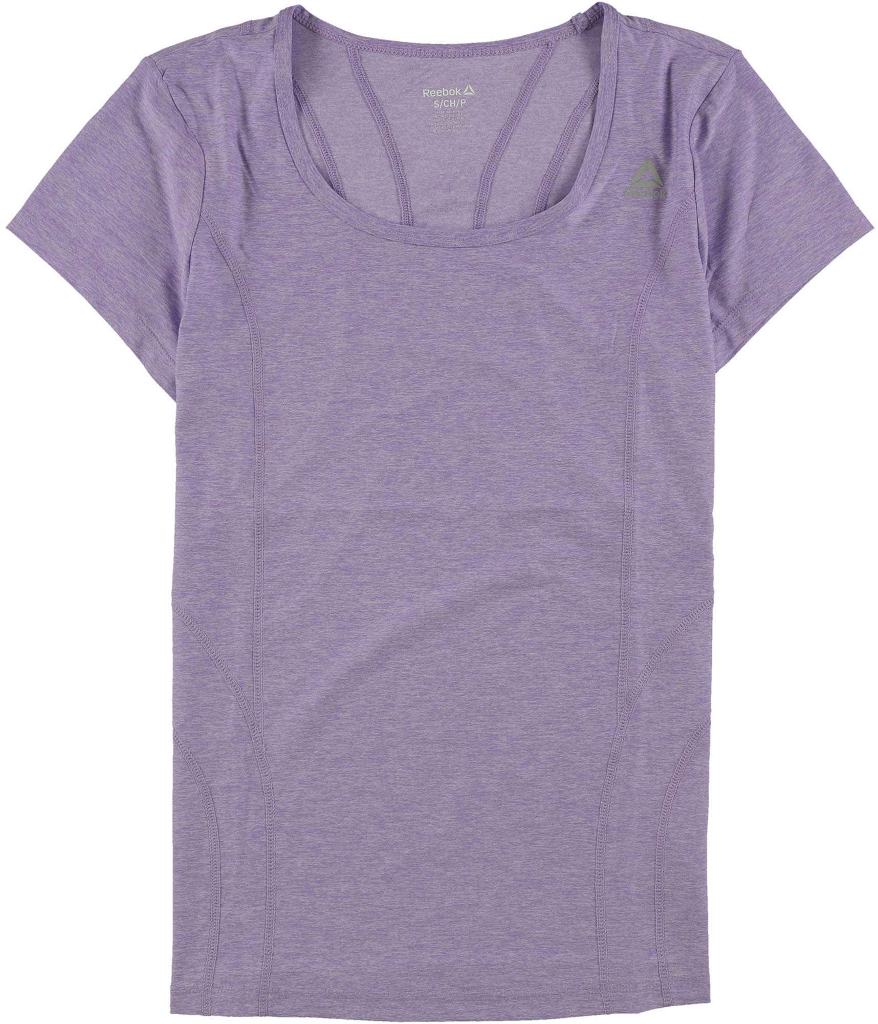 Reebok Womens Fitted Marled Basic T-Shirt, Purple, Medium