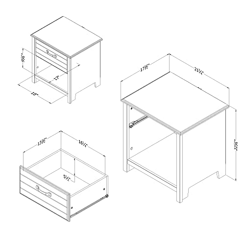 South Shore Ulysses 1-Drawer Nightstand Fall Oak