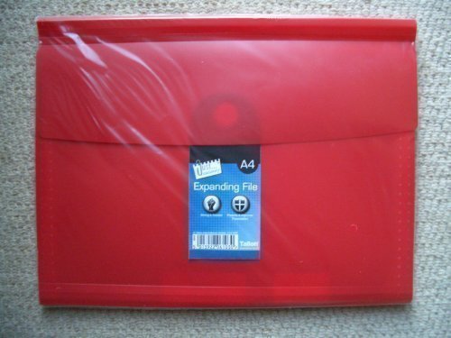 Red A4 Foolscap 6 Pocket Document Wallet Organiser Expanding File