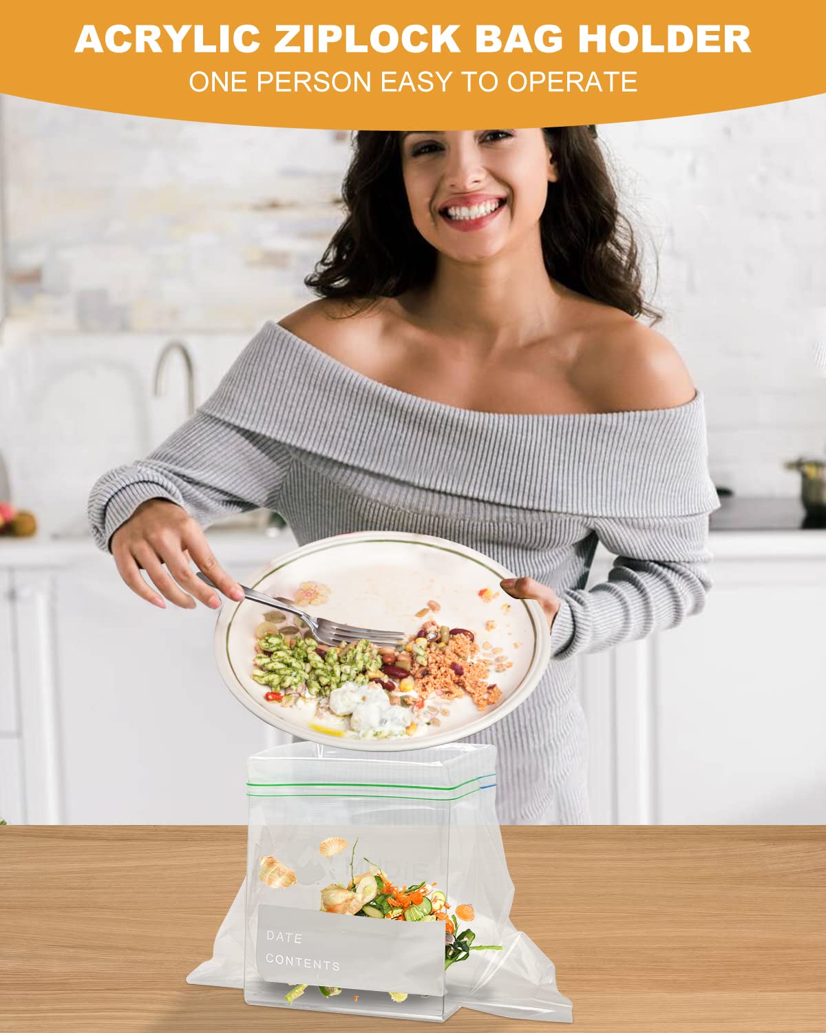 SOGUAOLO Ziplock Bag Holder,Baggy Rack Holder for Food Prep Bag,Food Storage Bag Stand,Hands-Free to Pour Leftovers,Filling Zip Lock Freezer Bag Stand,Comes with both Quart & Gallon Sizes (2 Pack)