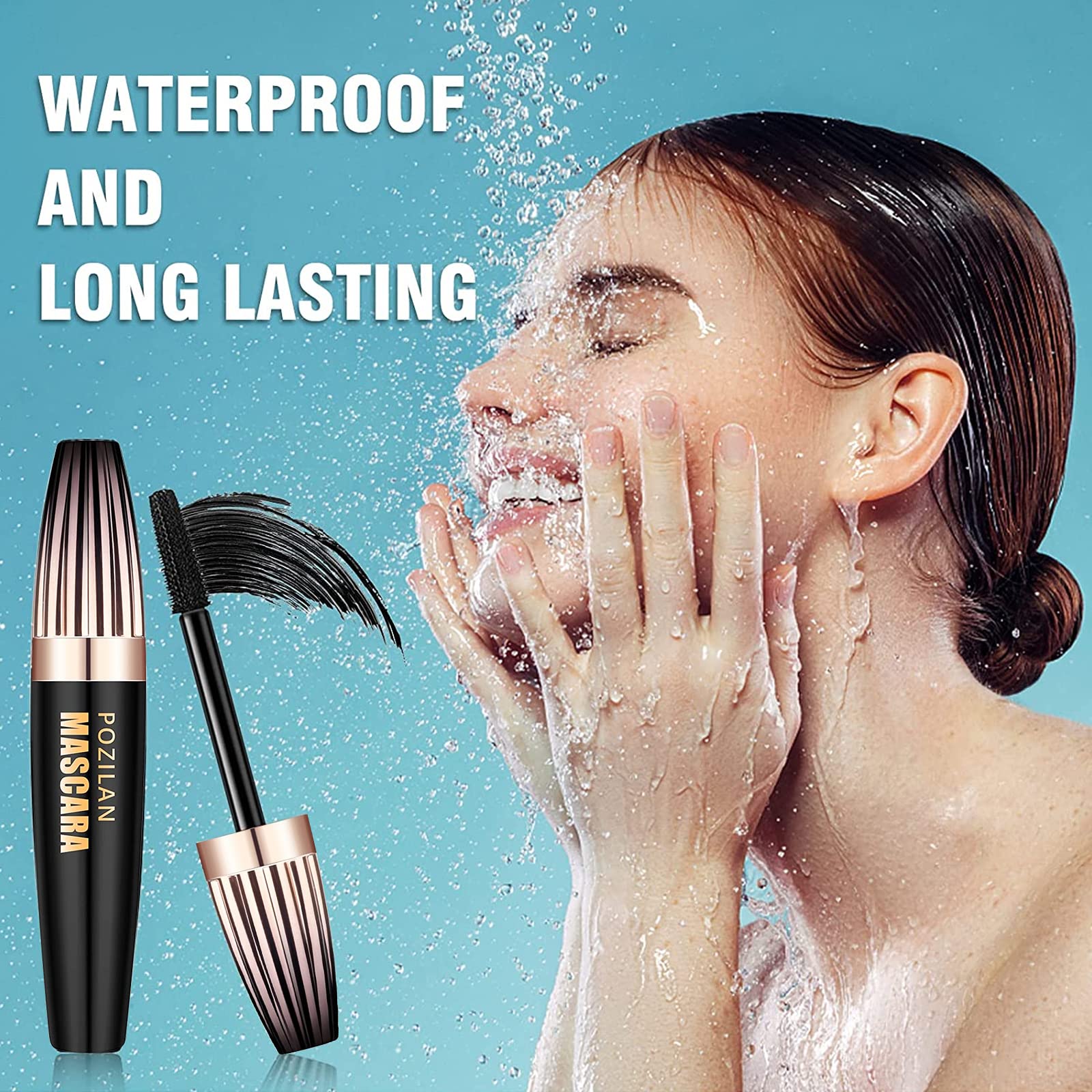 Waterproof Mascara Black with Eyelash Comb Set, Natural Mascara Black Volume and Length for Makeup - Lengthening, Volumizing, Long-Lasting