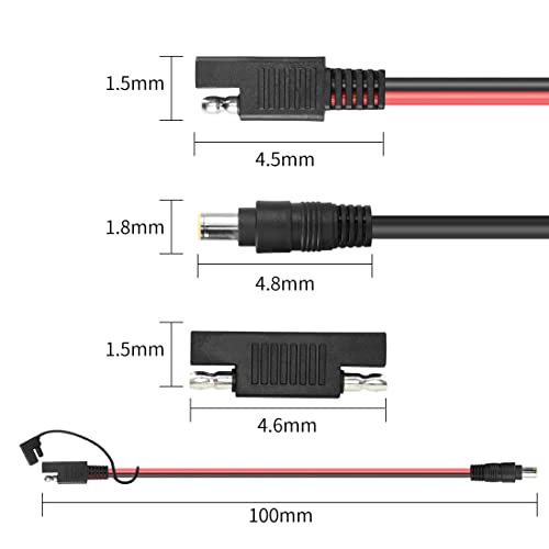 Solar Connector and to DC8mm Adapter Cable YACESJAO 1M 14 AWG SAE Plug to DC 8mm Male Cable for Solar Generator Automotive RV Solar Battery Panel