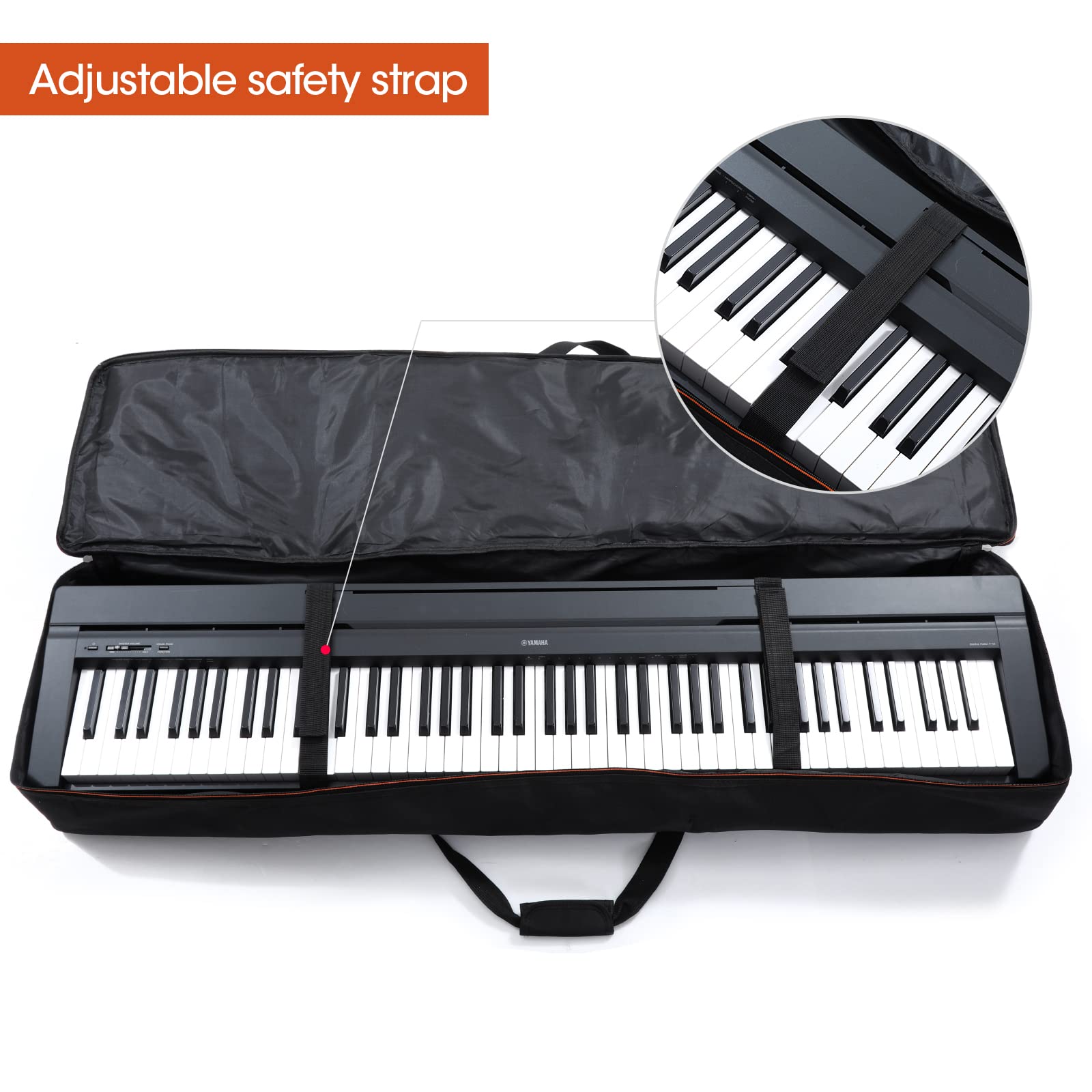 Yajun 88 Key Keyboard Case Padded Soft Interior Safety Strap 3 Ways for Easy Carrying Keyboard Bag Piano Case 88 Large Capacity Keyboard Bag (88key-53.5")
