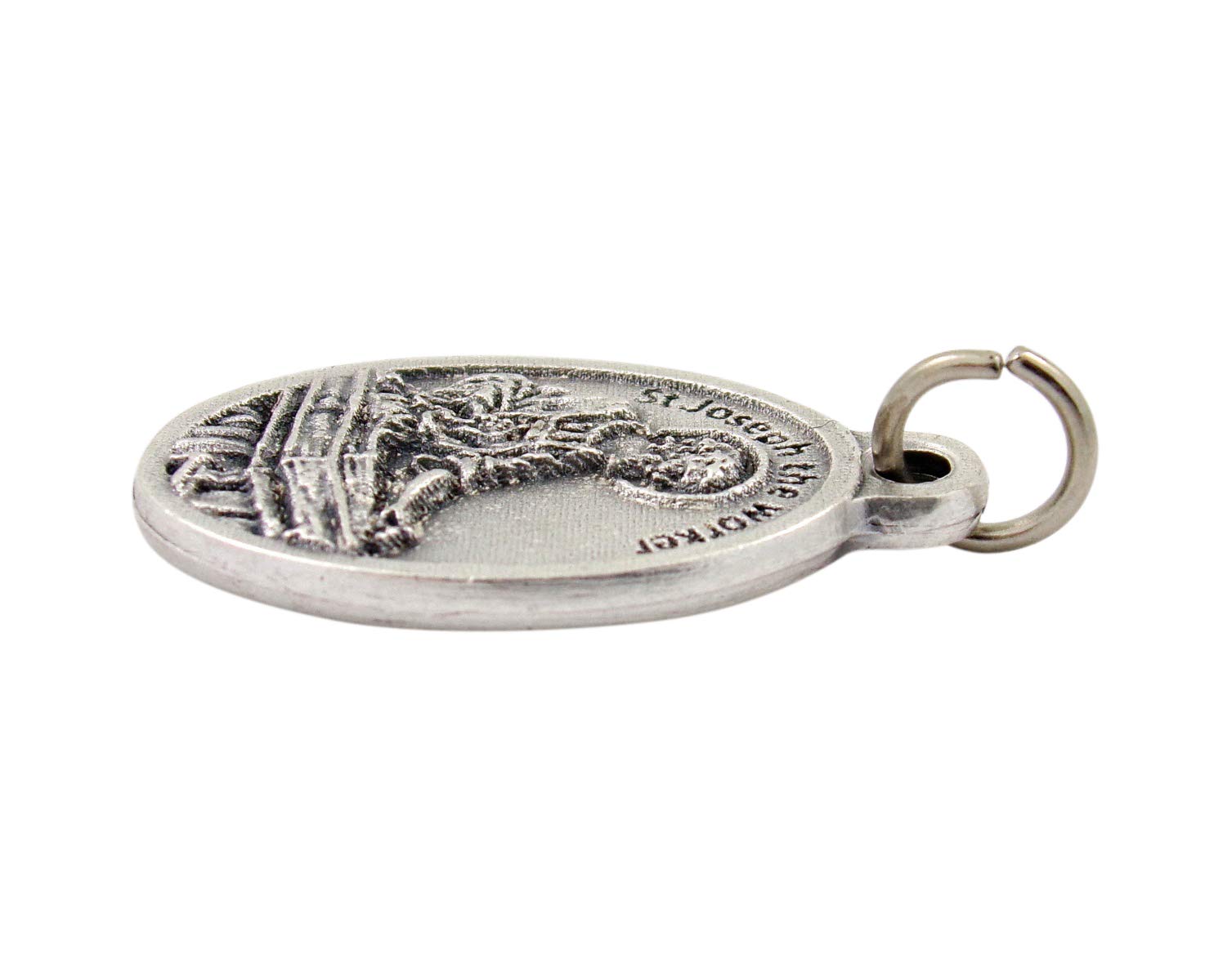 Saint Joseph Worker Pray For Us Inspiration Silver Tone Pendant, Oxidized, Pack of 5