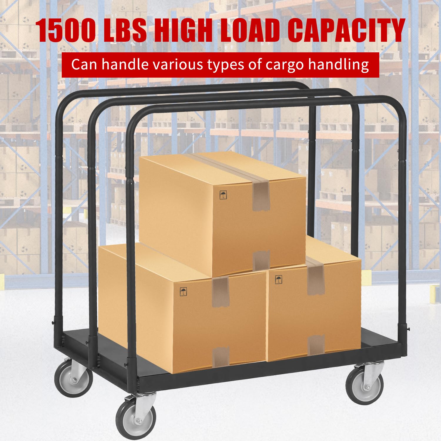 Panel Truck 1500 LBS Panel Cart Heavy-Duty Drywall Sheet Cart, Sheetrock, Handling Wall Panel, Lumber for Home, Garage, Warehouse (1500Lbs Panel Cart)