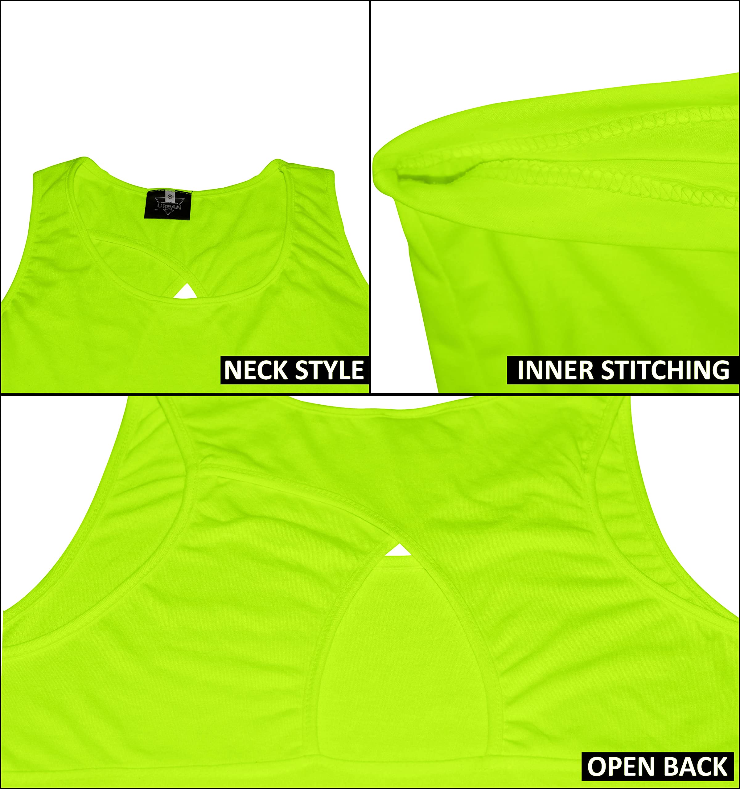 Womens Neon Green Backless Workout Top Athletic Sleeveless Yoga Keyhole Nova Open Back Tank Top for Women (M)