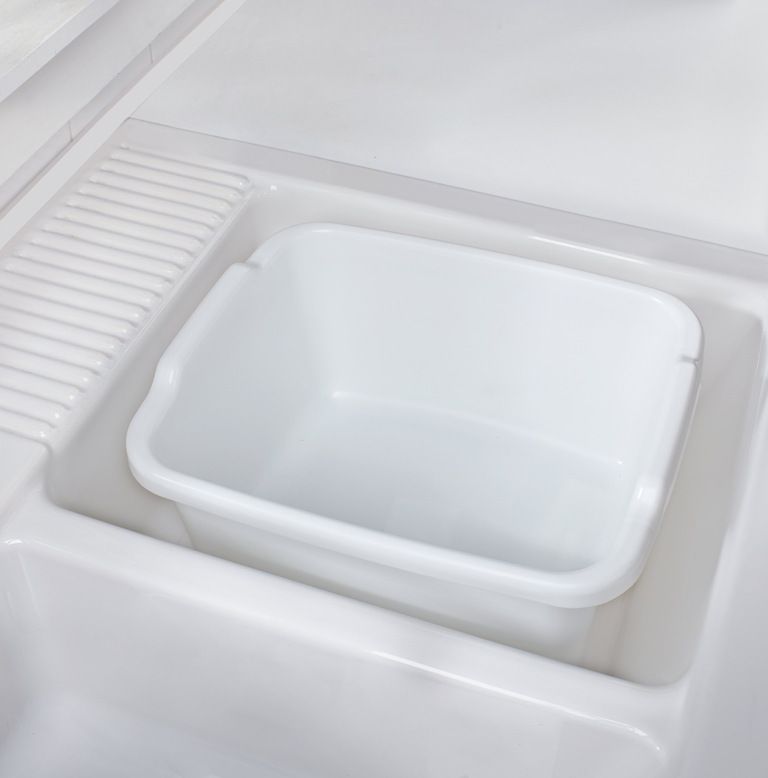 Rubbermaid Dish Bucket, 15.6-Quart, Clear,White & 18 in. L x 14.7 in. W x 1.3 in. H Clear Plastic Dish Drainer