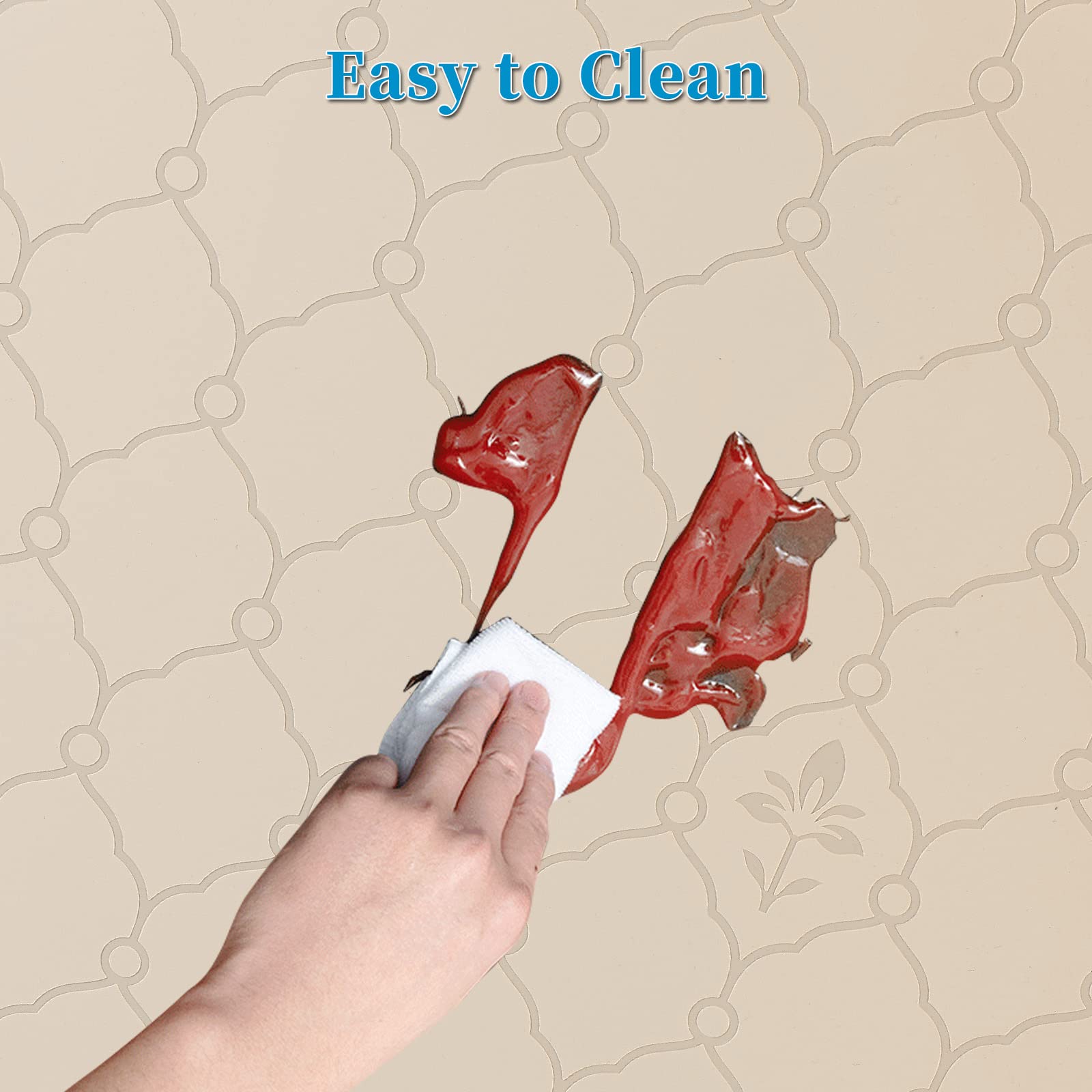 Under Sink Mat for Kitchen Waterproof, 34" x 22" Undersink Mats for Bottom of Bathroom Sink with Drain Hole, Waterproof Kitchen Bathroom Under Sink Tray and Protector for Drips Leaks Spills, Beige