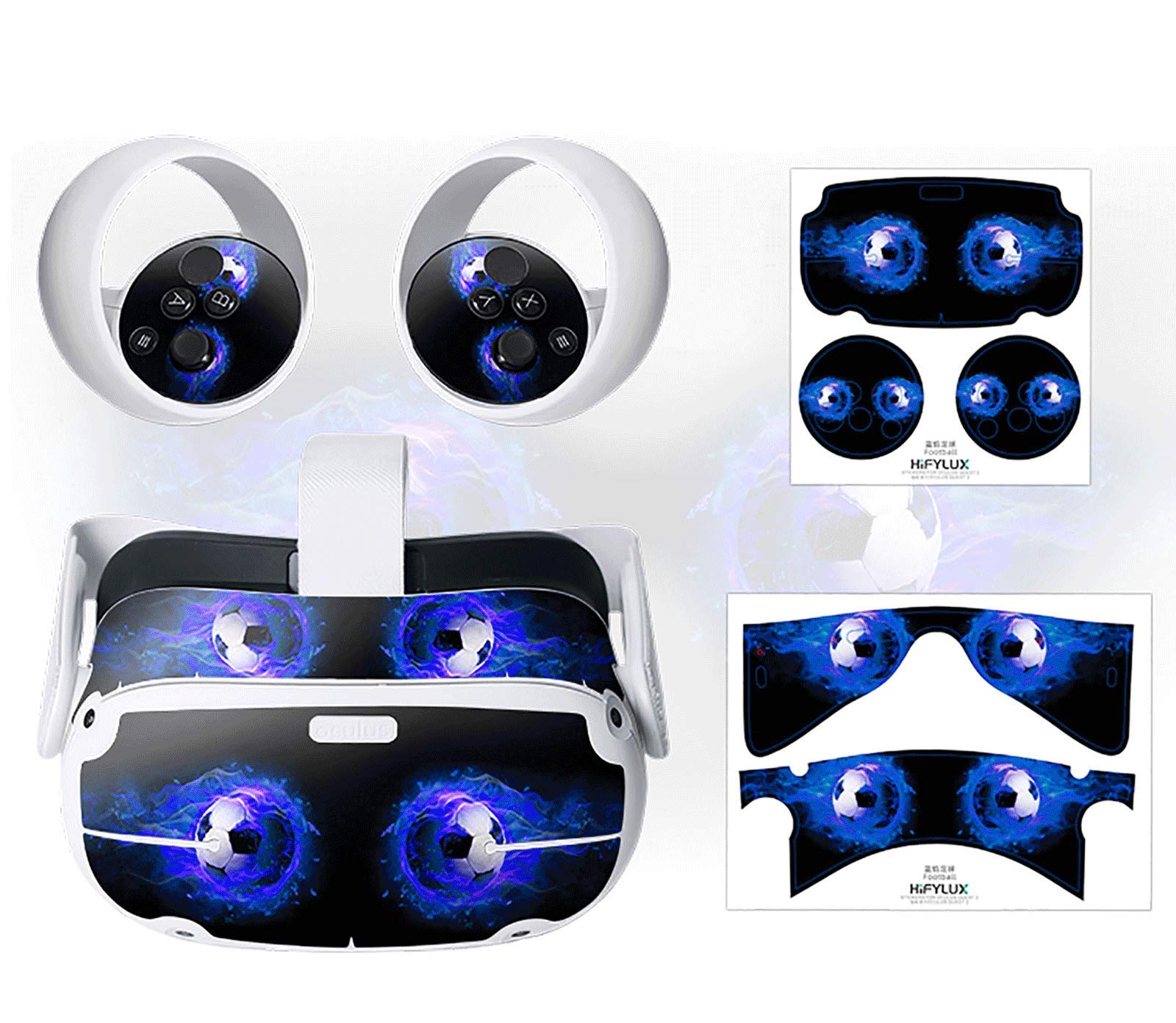 Skin Sticker for Oculus Quest 2 VR Headset Virtual Reality Cartoon Protetcive PVC Skin Decals for Quest 2 Controller Accessories (4-Football)