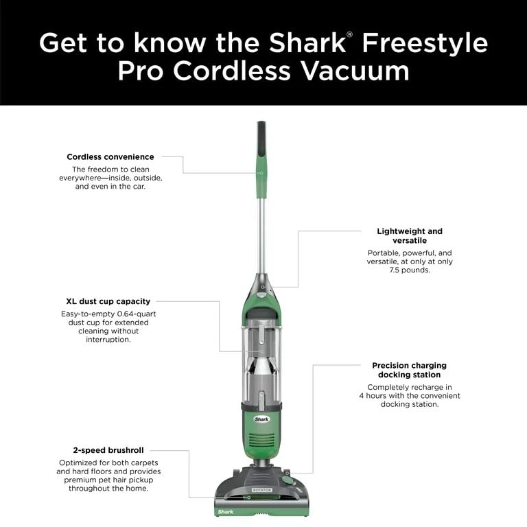 Shark Navigator Freestyle Upright Stick Cordless Bagless Vacuum for Carpet, Hard Floor and Pet with XL Dust Cup and 2-Speed Brushroll (Renewed)