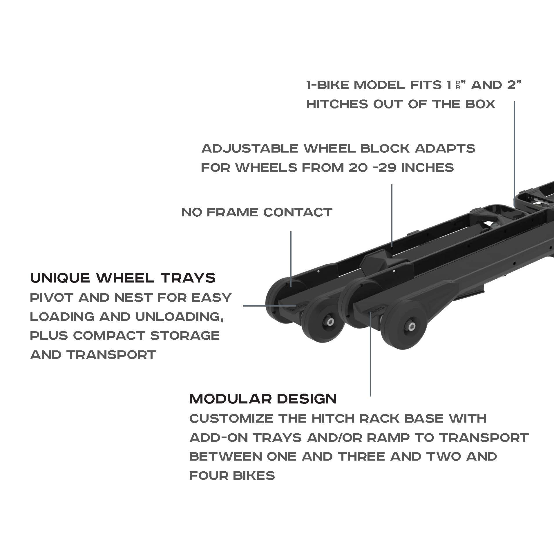 Saris MTR 1-Bike Hitch Rack Add-On, 1 Bike Carrier, Black