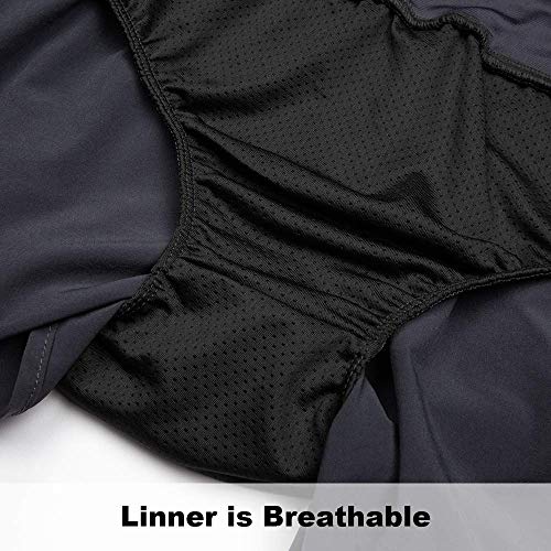 VAYAGER Women's 4 Inches Running Shorts with Liner-Lightweight,Back Zipper Pockets for Workout,Athletic and Outdoors(Grey XL)