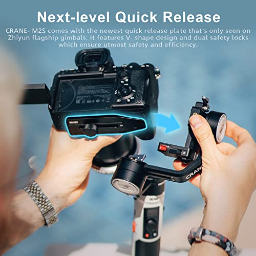 Zhiyun Crane M2S Gimbal Stabilizer for Mirrorless Camera Action Camera and Smartphone, Zhiyun Crane M2 Upgrade with Integrated Fill Light