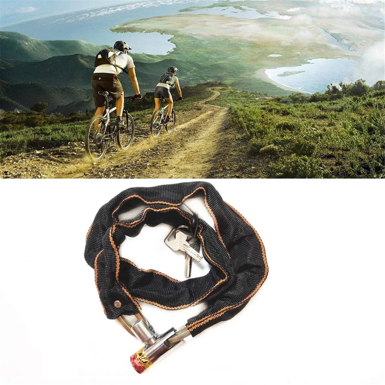 ROBDAE Bicycle Lock Bicycle Scooter Chain Pad Lock Bicycle Accessories Multifunctional Bicycle Lock (Color : Black, Size : 80cm)