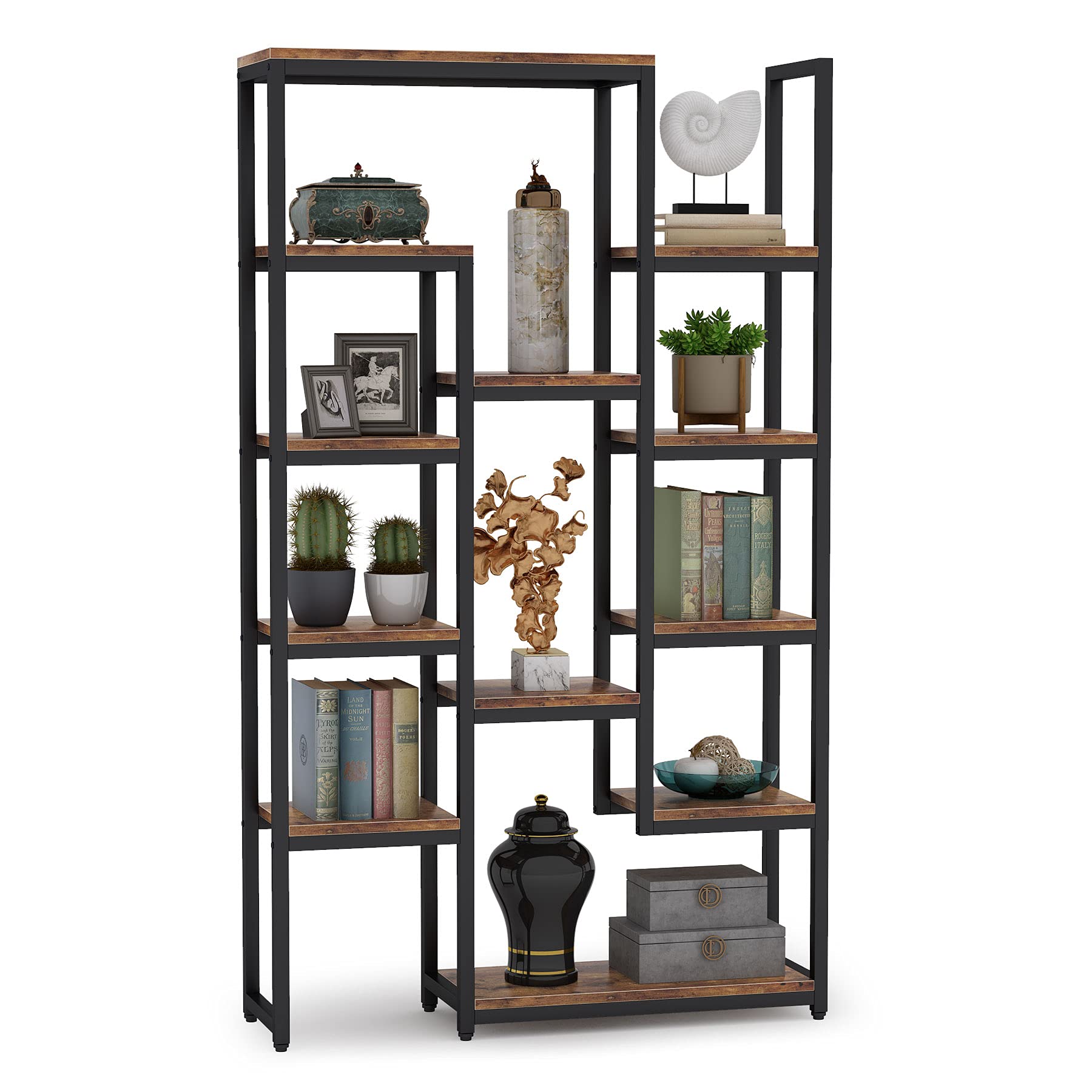Tribesigns 6-Tier Bookshelf 70.9 inch Tall Bookcase, Modern Industrial 12-Shelf Display Shelves Book Storage Organizer for Living Room, Home Office (Black)