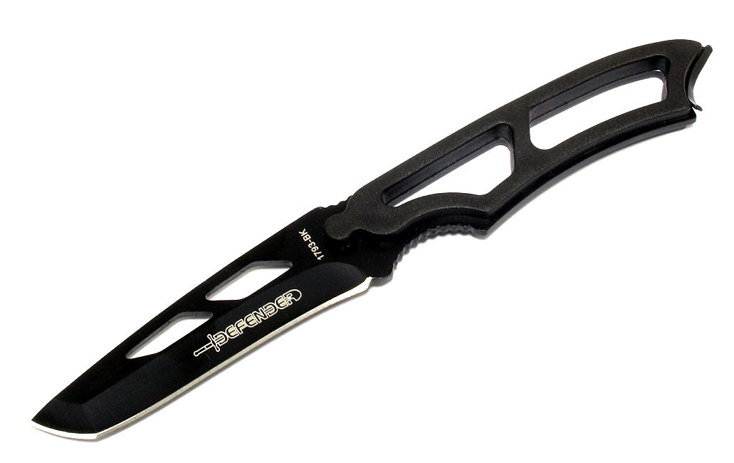 Shelter 1793-BK Full Stainless Steel Whistle Sheath Hunting Knife, Tang/Black, 6.5"