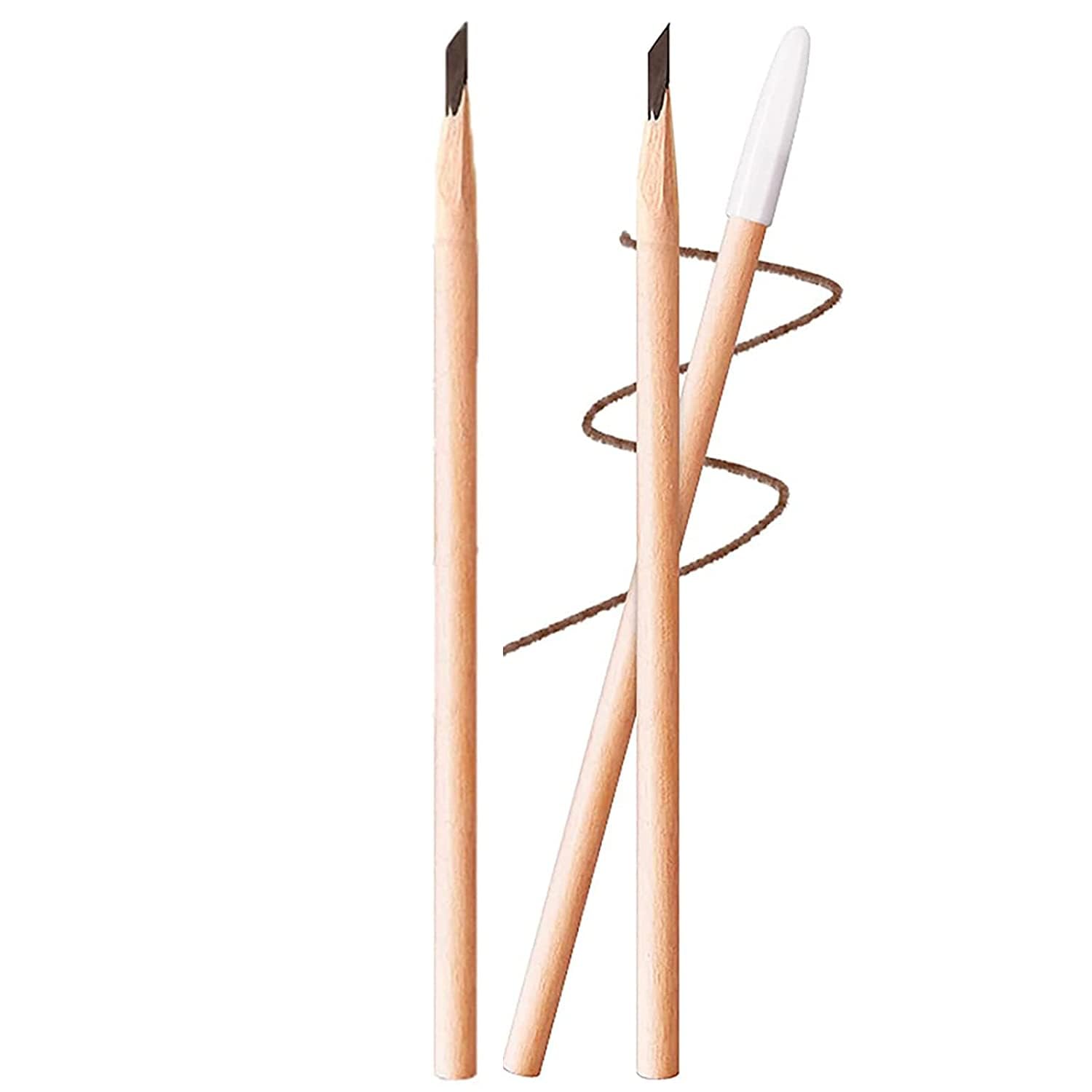 Waterproof Wooden Eyebrow Pencil, Dancroom Eyebrow Pencil, Long-lasting Water-proof Sweat-proof Wood Brow Pencil Makeup (Brown-3pcs)