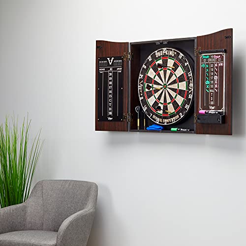 Viper by GLD Products Vault Deluxe Dartboard Cabinet with Shot King Sisal Dartboard and Illumiscore Scoreboard, Wood