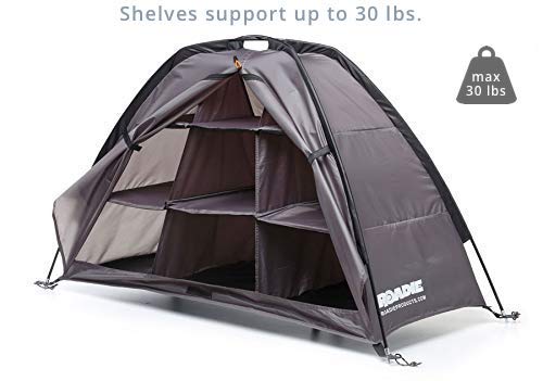 Tent & RV Camping Organizer with Zippered Flap, 9-Shelf Storage. Used as an RV Shoe Organizer or Tent Organizer for Your Camping Gear and Accessories. (Patent Pending)